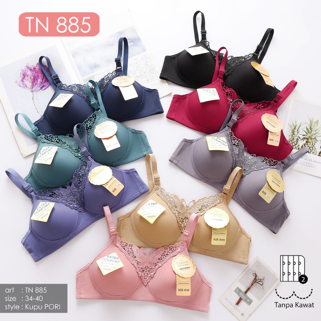 Jual BH Tiana 885 Kupu Pori Size 34-40 Non Kawat Kait 2 Cup A Busa ...
