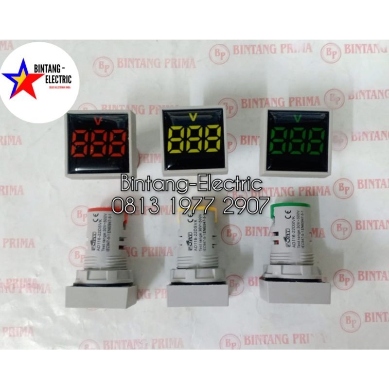 Jual Pilot Lamp Voltmeter Kotak / Volt meter digital LED 22mm 220V ...