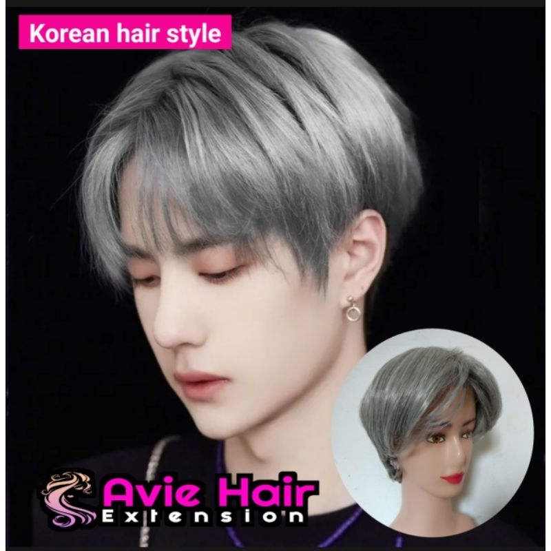 Jual Wig Pria / Rambut palsu Pria belah tengah Cwo Korea / Rambut Palsu ...