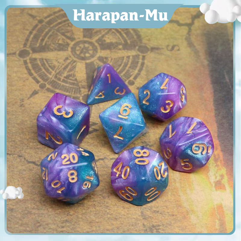 Jual 7pcs Dadu Polyhedral Bentuk Multi Sisi Dadu Transparan D4 D6 D8 ...