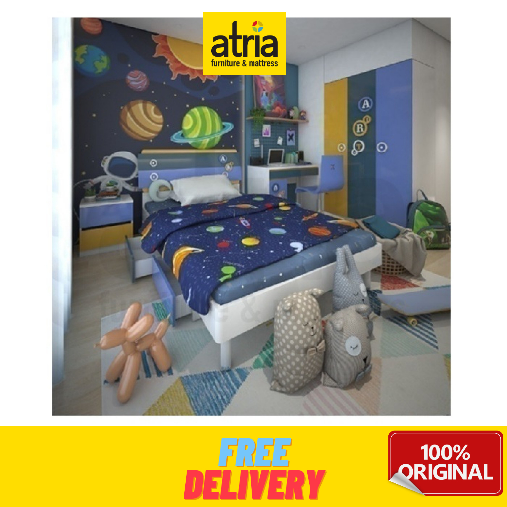 Jual Atria Bedroom Kids Set Single Albie AX-KB39 Blue/Orange/White ...