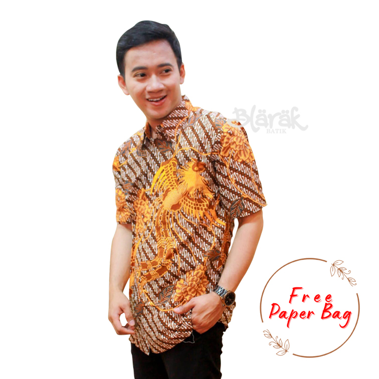 Jual BLARAK - Baju Batik Pria Seno Merak Kuning | Shopee Indonesia