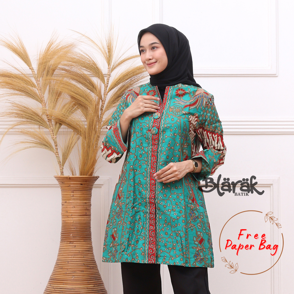 Jual Blarak - Tunik Batik Sinaran Satu Hijau | Shopee Indonesia