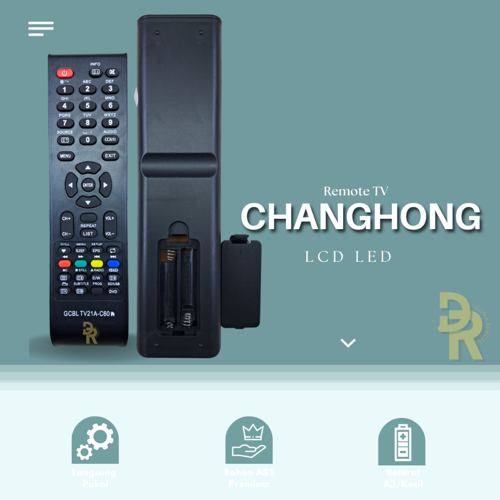 Jual Remot Remote TV CHANGHONG GCBLTV21A-C60 tanpa setting untuk LED ...