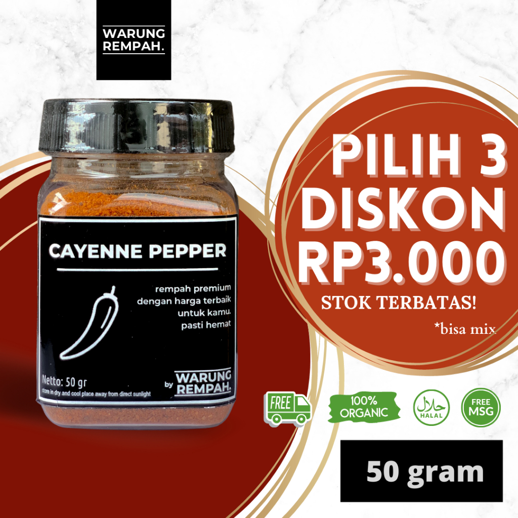 Jual Cayenne Pepper Cabe Cayenne Cabai Cayen Tanduk Bubuk Super Pedas | Shopee Indonesia