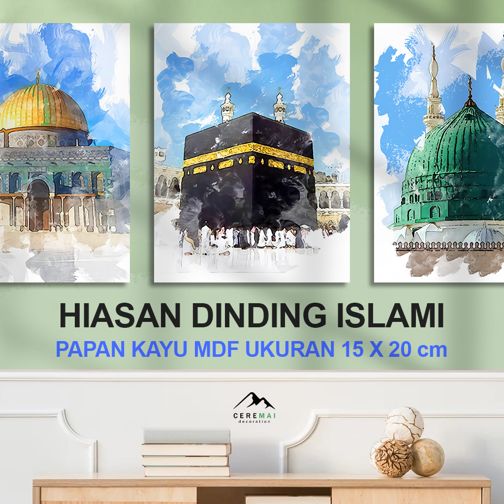 Jual CM DECOR - HIASAN KAYU ISLAMI KABAH POSTER DINDING MASJID POSTER ...
