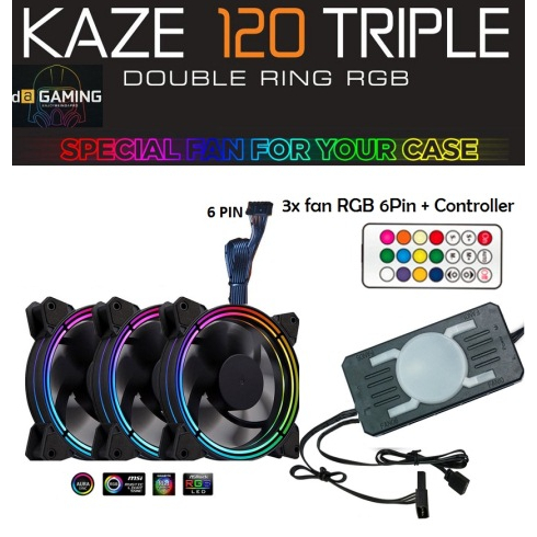 Jual FAN Casing RGB DA KAZE 120 TRIPLE(3FAN) 6Pin Conector | Shopee ...