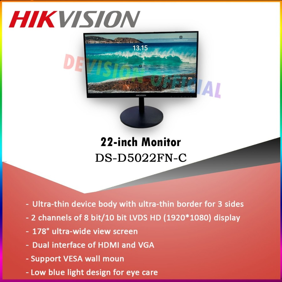Jual MONITOR HIKvision 22 inch DS-D5022FN-C MONITOR LED 22 INCH ...