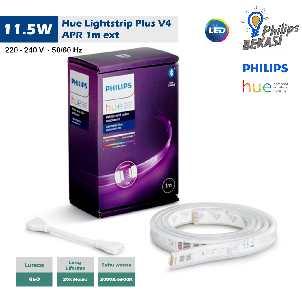 Jual Lampu Philips Hue Lightstrip LED Plus 1M Extension | Shopee Indonesia