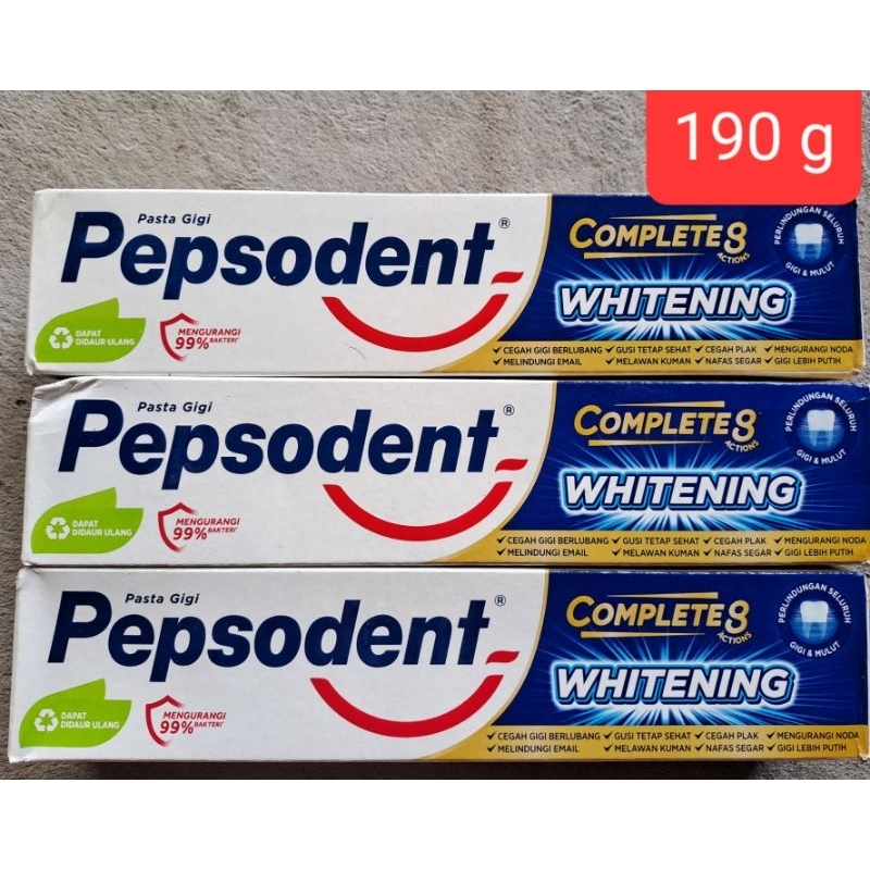 Jual PEPSODENT COMPLETE 8 WHITENING 190 GRAM | Shopee Indonesia