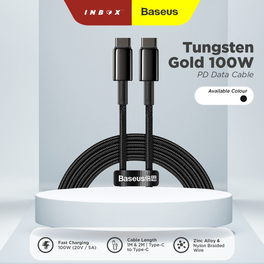 Jual Baseus - Kabel data - Tungsten Gold cable Type-C to Type-C 100W 1M, 2M Fast Charging for ...