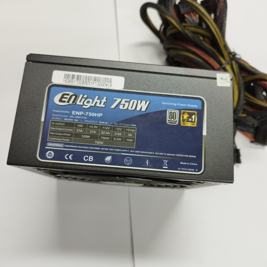 Jual PSU ENLIGHT 750W BLACK SILVER 80+ BRONZE | PSU ENLIGHT ENP 750 HP ...