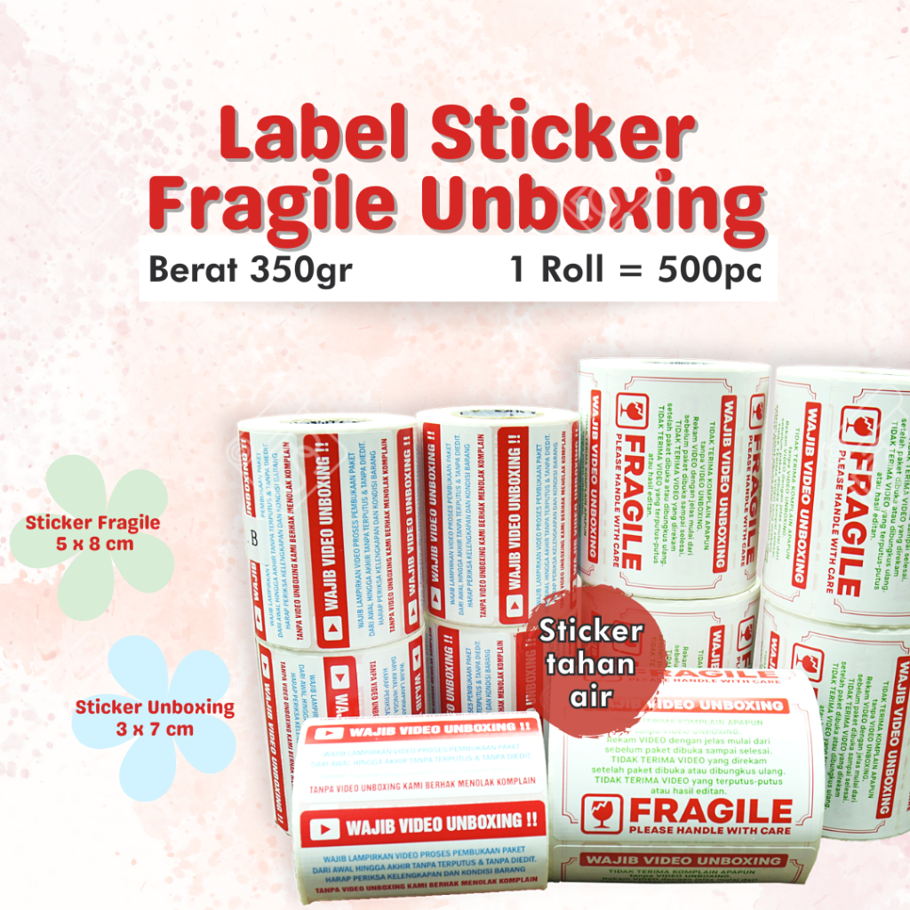 Jual STIKER LABEL WAJIB VIDEO UNBOXING 3 x 7 CM DAN STICKER PACKAGING ...