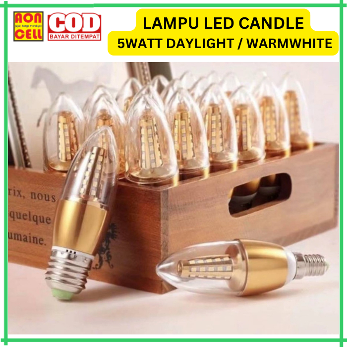 Jual LAMPU LED CANDLE BOHLAM SMD 5WATT 5W E27 PUTIH KUNING LAMPU HIAS | Shopee Indonesia