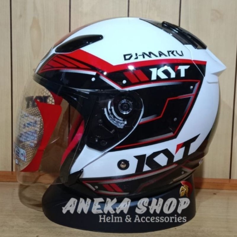 Jual HELM KYT DJ MARU #9 WHITE/RED | SINGLE VISOR | HELM SNI | Shopee Indonesia