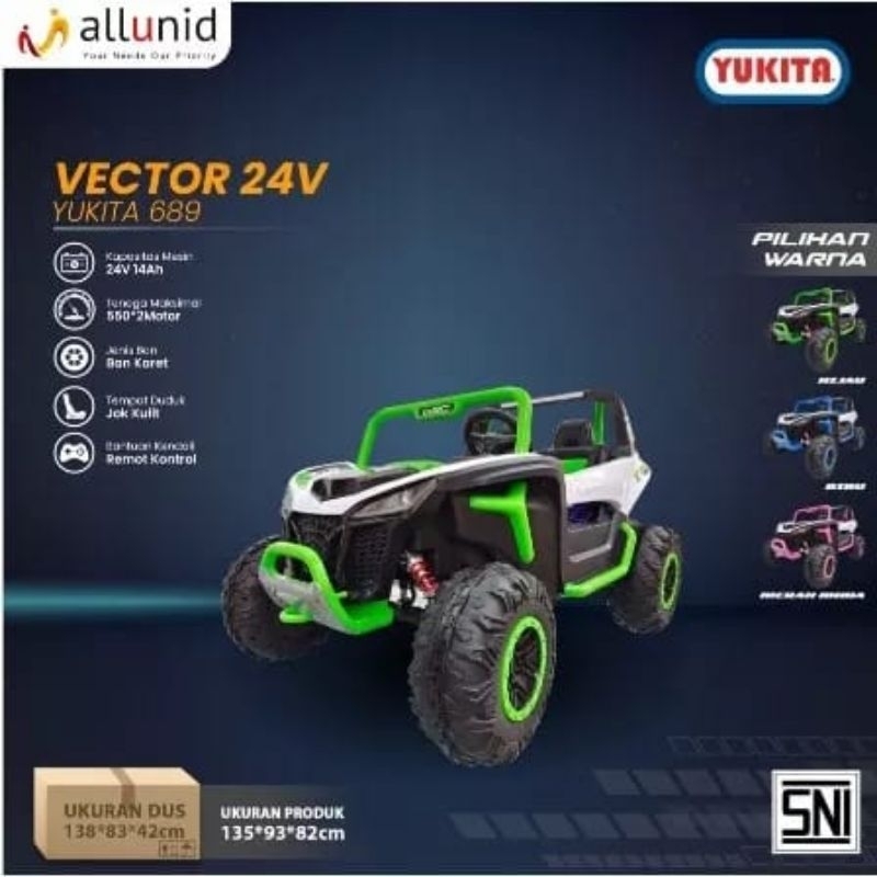 Jual Mobil aki anak mainan anak yukita 689 Vector 24V 24 Volt | Shopee ...