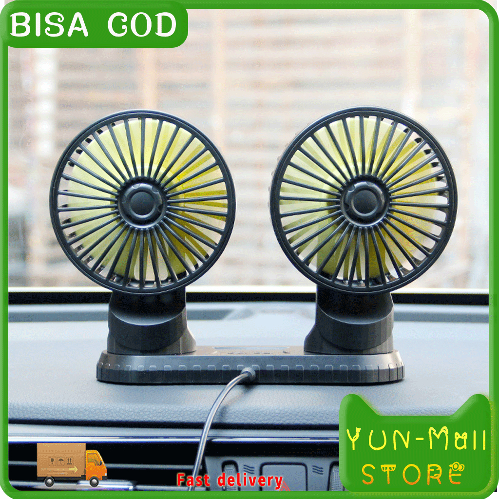 Jual YUN Mall kipas angin mobil mitchell double fan 12v 24v double ...