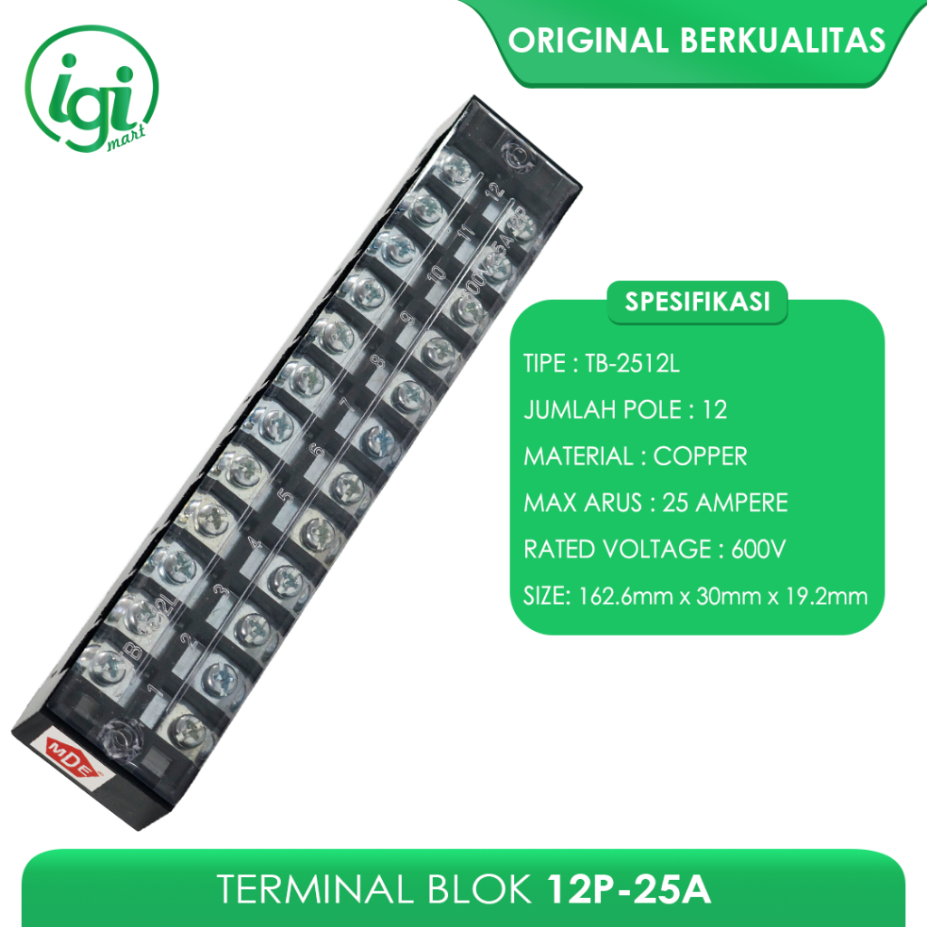 Jual TERMINAL BLOK 12 POLE 25A / TERMINAL BLOCK TC-2512 TC SERIES | Shopee Indonesia