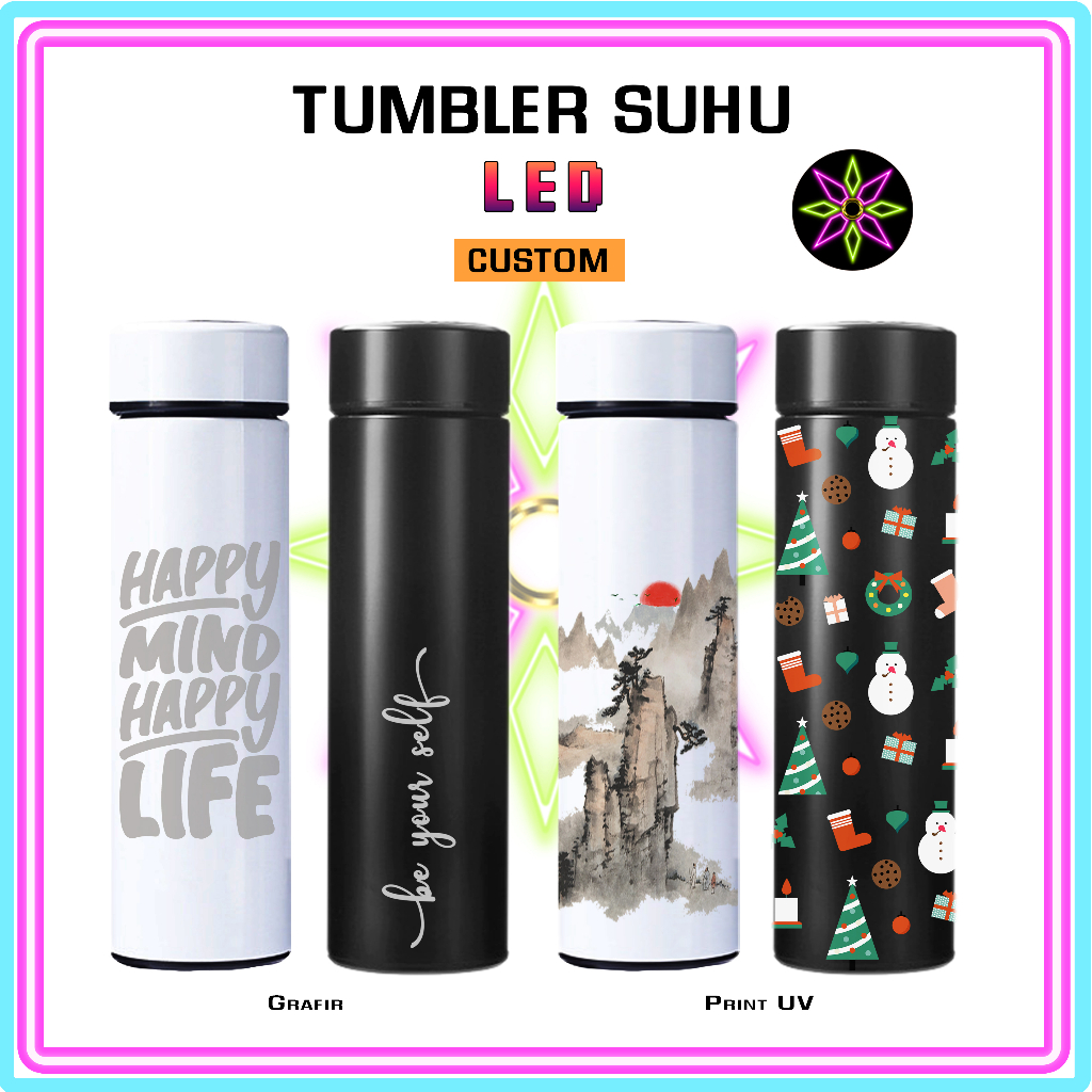 Jual HIKARI PRINT CUSTOM TUMBLER BOTOL TERMOS SMART LED SUHU PANAS ...