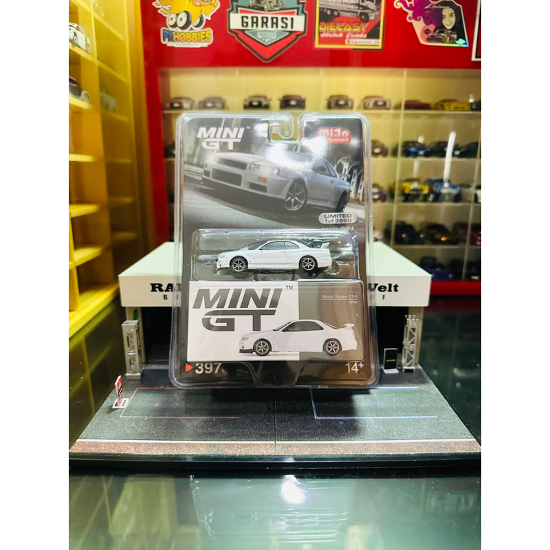 Jual Mini GT No 397 Nissan Skyline R34 V-Spec N1 White Mijo Exclusive ...