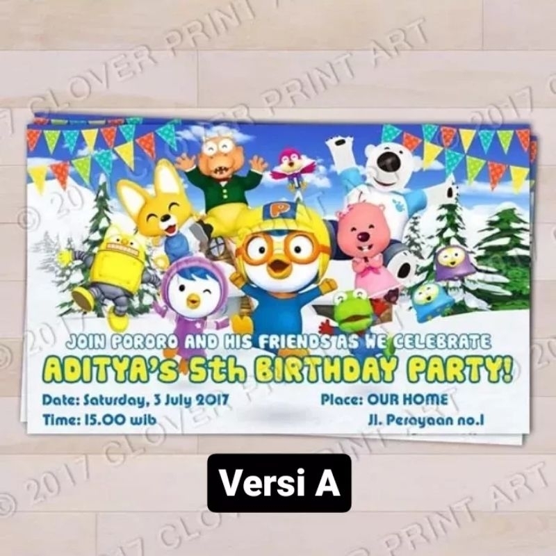 Jual (isi 10) Kartu Undangan Ulang Tahun Birthday Invitation Pororo ...