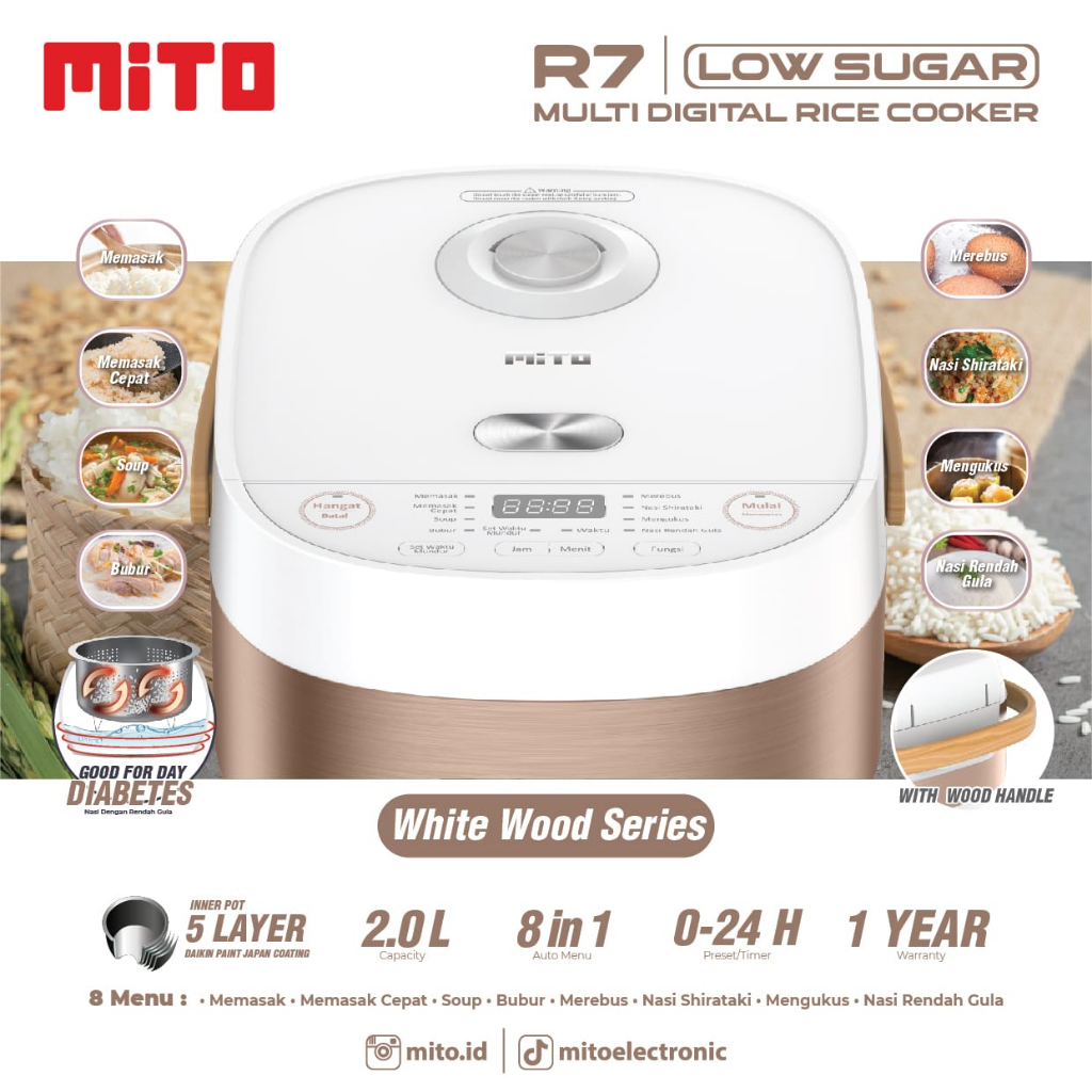 Jual [VOUCHER 11%! FREE BUBBLEWRAP!] MITO Rice Cooker Low Carbo / Low Sugar R7 R 7 R-7 Rice ...
