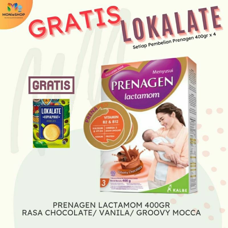 Jual MONIESHOP - Prenagen Lactamom 400 gr Coklat Vanila Moka Strawberry | Shopee Indonesia