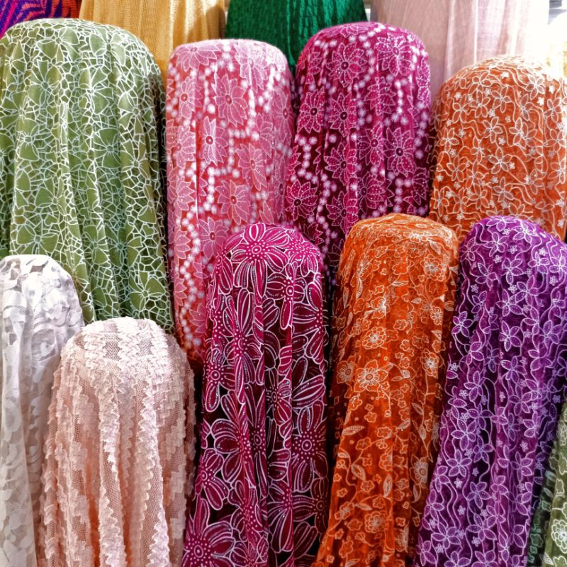 Jual kain burkat bunga timbul // kain burkat premium // kain burkat ...