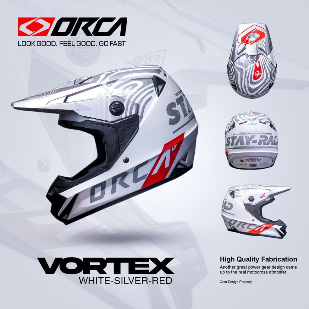 Jual HELM ORCA VORTEX SERIES - SILVER RED WHITE GLOSSY | Shopee Indonesia