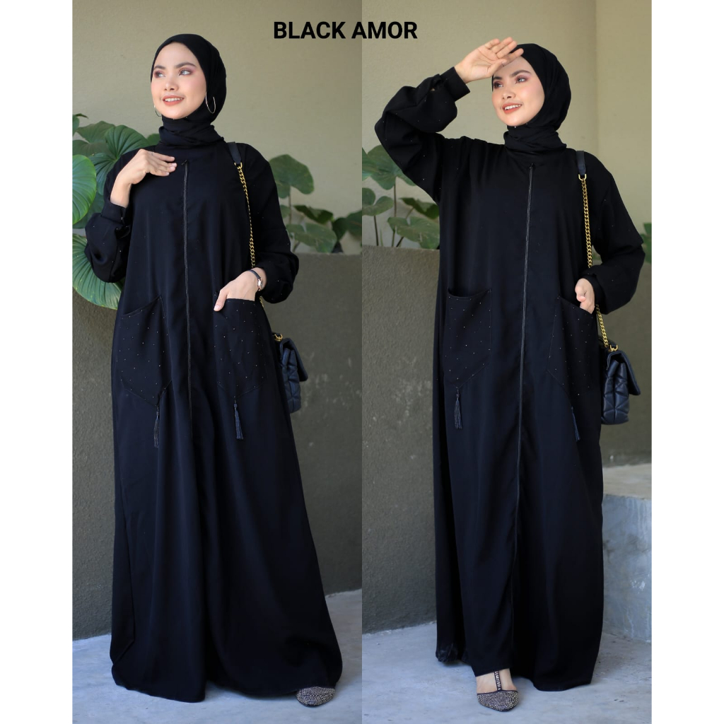 Jual Gamis Abaya Hitam Turki Terbaru 2025 Motif Armor | Shopee Indonesia