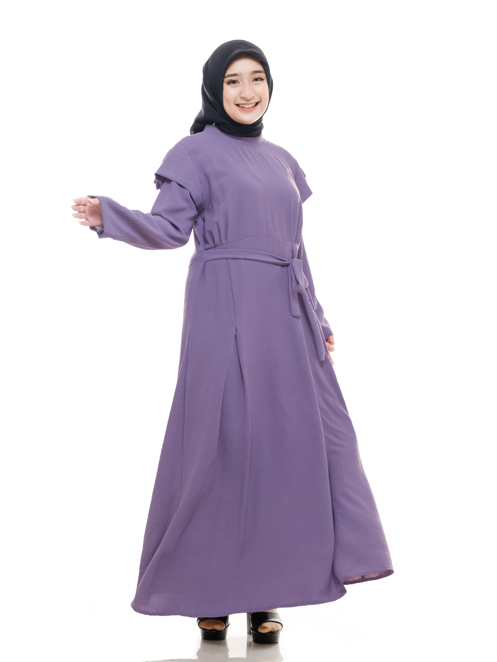 Jual Emna Gamis Polos Pundak Balon Bahan Crinkle Maxi Dress Pakaian ...