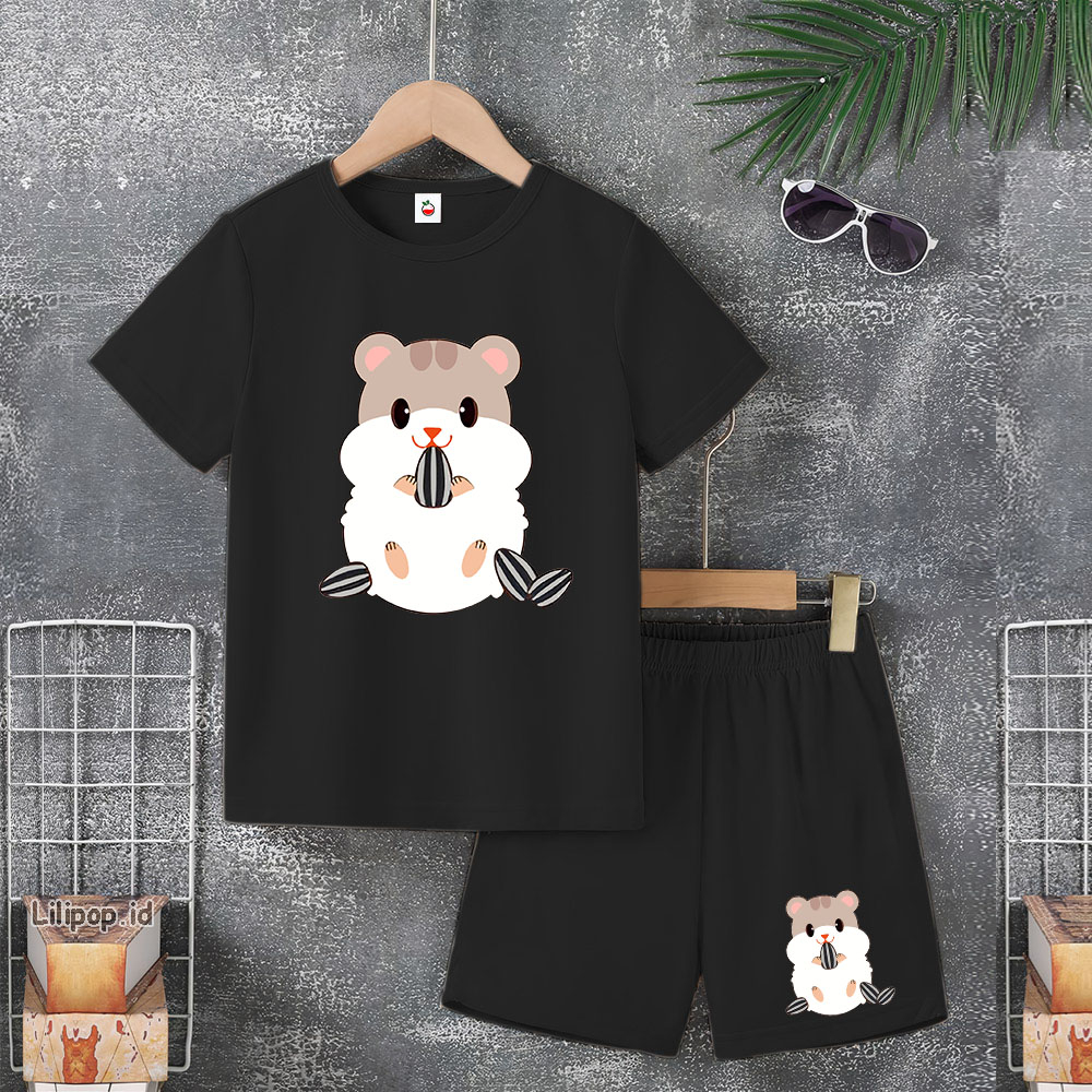 Jual Baju Anak Stelan Usia 4-10 Tahun HAMSTER Kaos 3/4 Cowok Cewek Celana Pendek Harian | Shopee ...