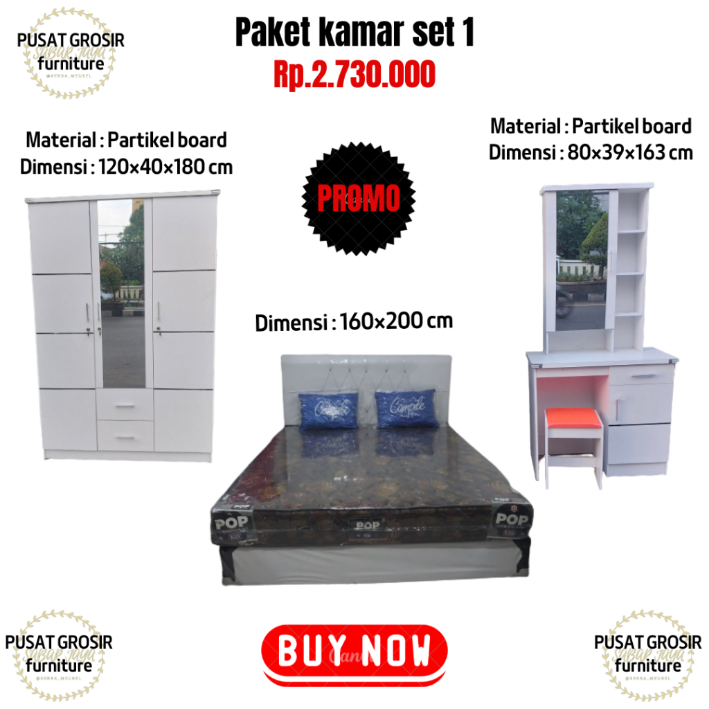 Jual paket kamar set 1//free ongkir cilegon & serang kota | Shopee ...