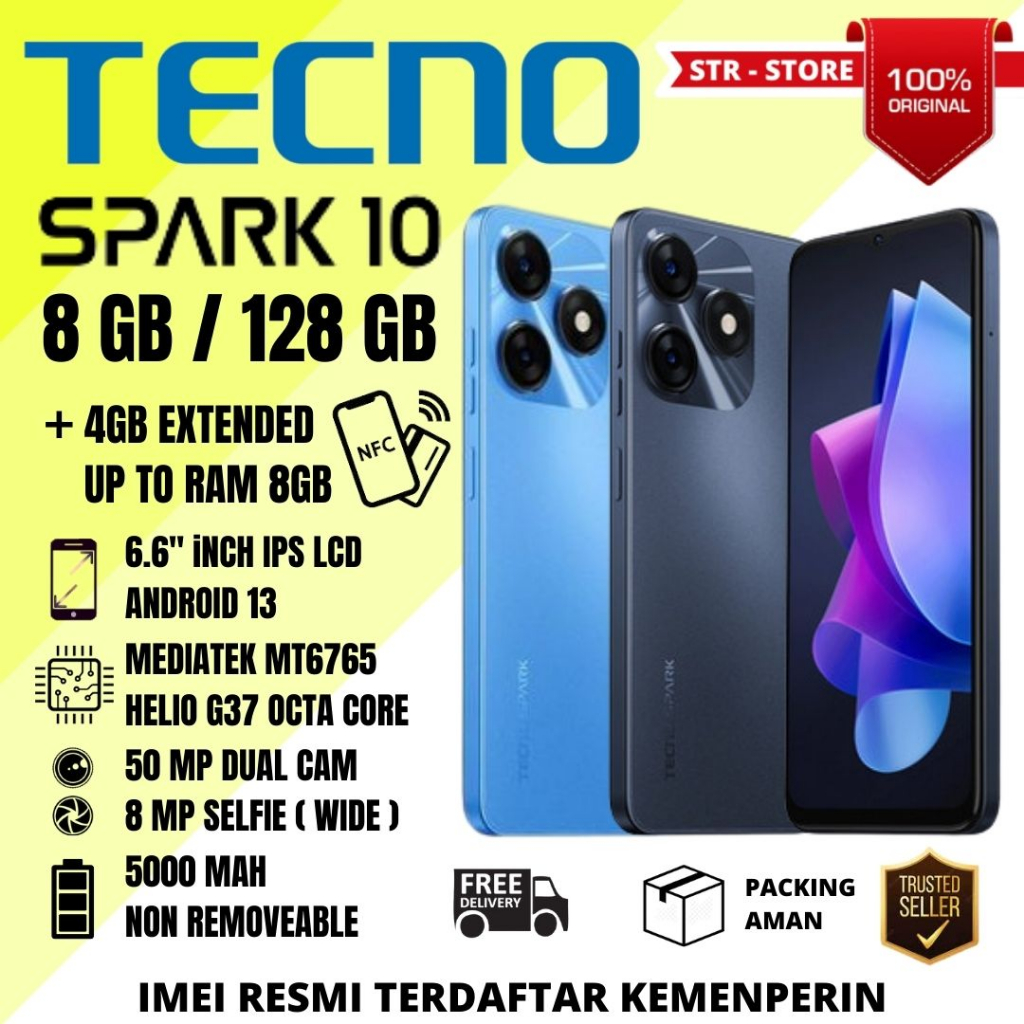 Jual TECNO SPARK 10 NFC 8/128 GB ,TECNO SPARK 10 8/128 GB GARANSI RESMI ...