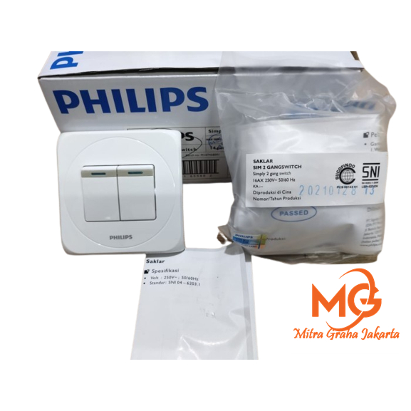 Jual Saklar Engkel 2G Galleo Double 2 Gang 1 Way Simply Switch PHILIPS ...