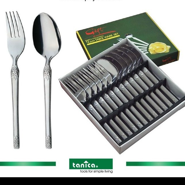 Jual Tanica Flora Sendok Garpu Set 12 Pieces Sendok Makan Set | Shopee ...