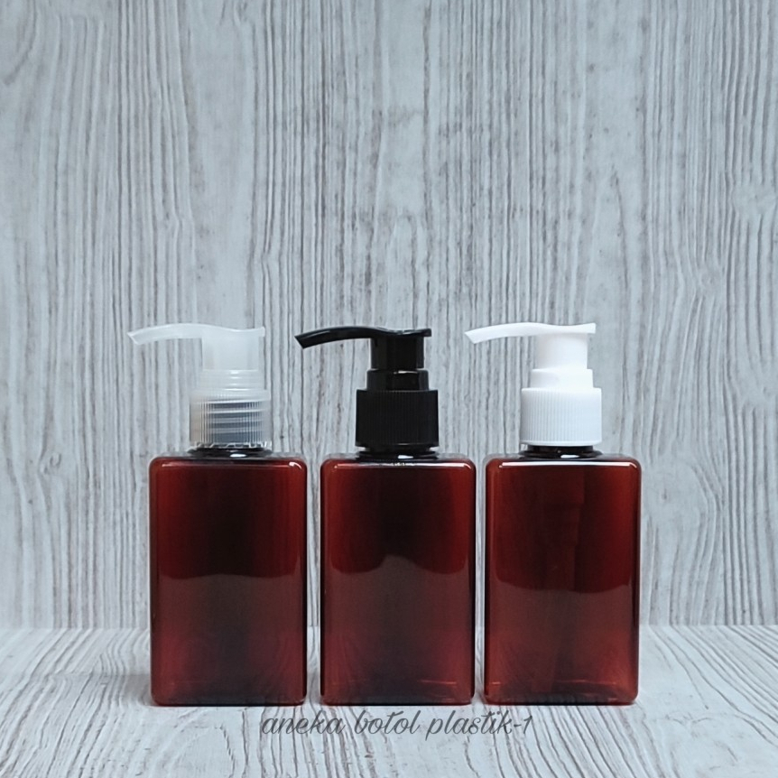 Jual Botol Plastik PET 100ml Kotak Coklat Tutup Pump Lotion / Botol Pump 100ml | Shopee Indonesia