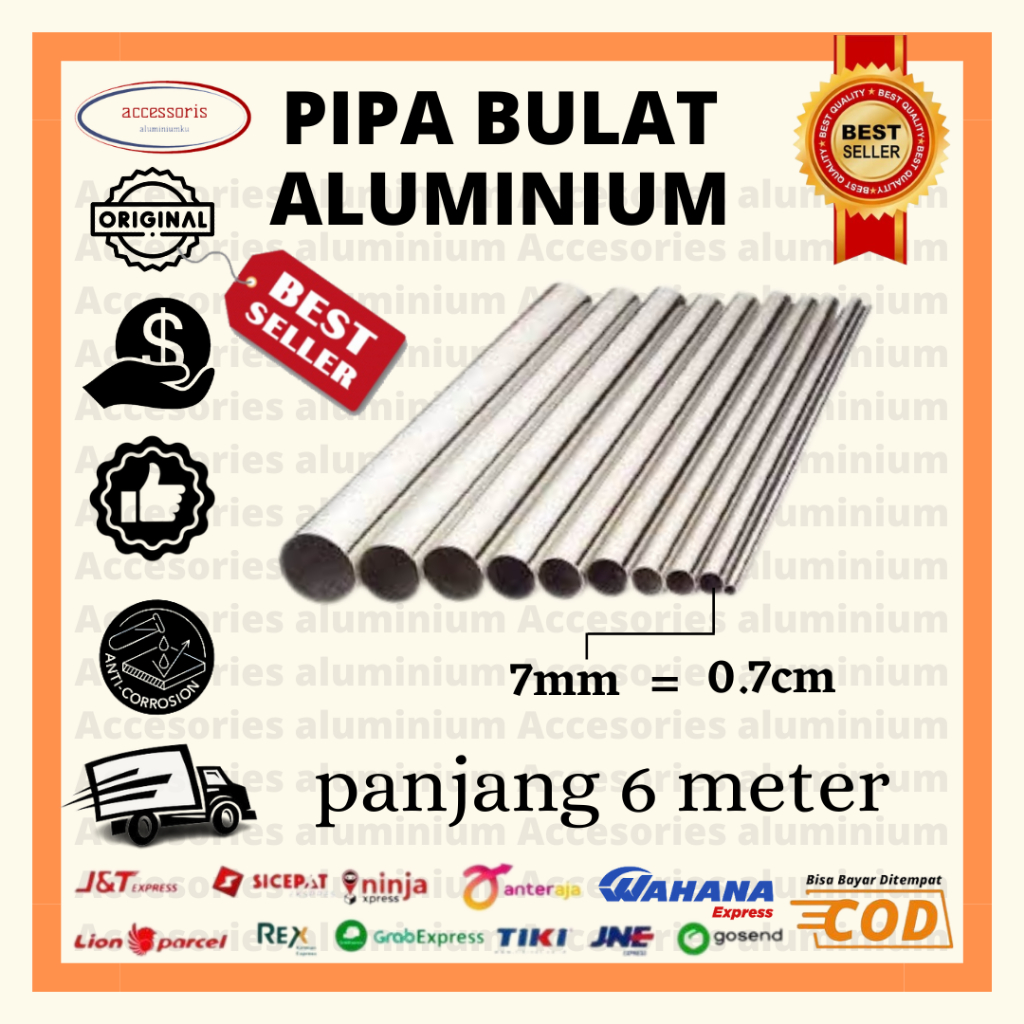 Jual Pipa Bulat Aluminium Panjang 6m | Gratis Ongkos Potong MIN 50cm ...