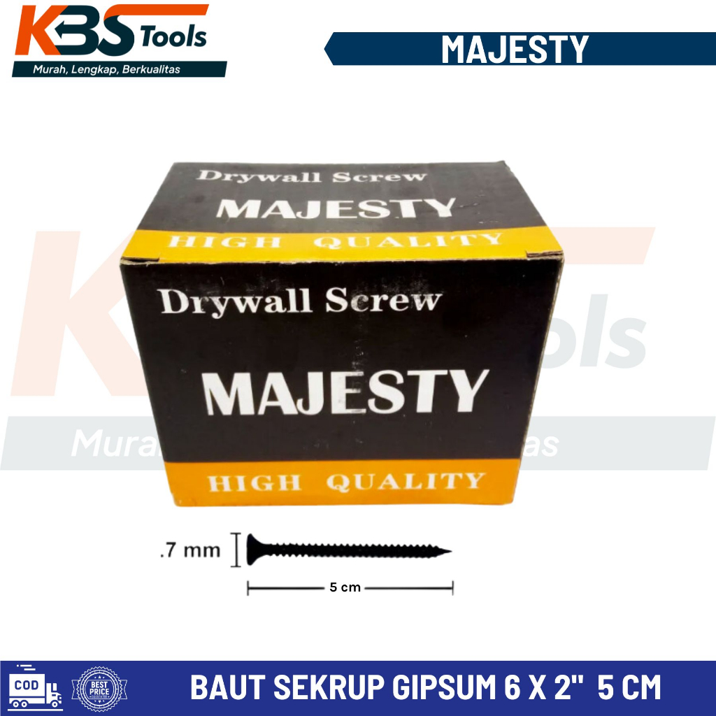 Jual Baut Sekrup Gipsum 6 x 2" MAJESTY Skrup Kayu Gypsum 5 cm 1 BOX ...