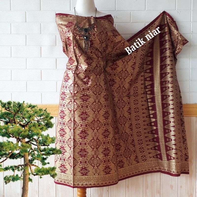 Jual kain batik full prada emas niar songket palembang | Shopee Indonesia