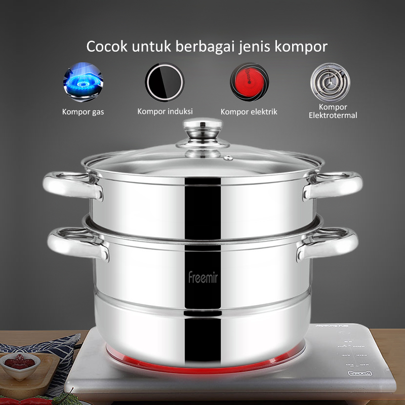 Jual Original freemir Panci Kukus Rebus 2/3 Susun Double Bottom ...