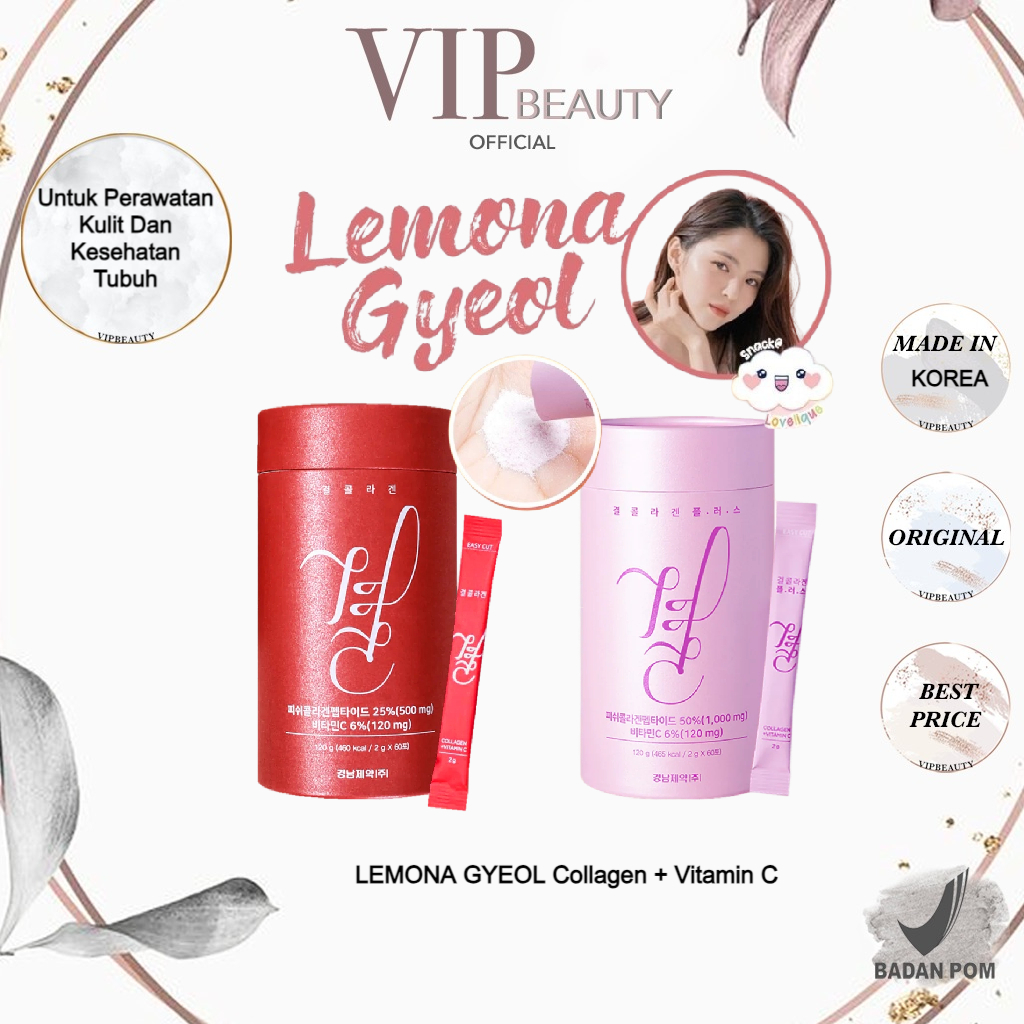 Jual LEMONA GYEOL Collagen + Vitamin C Red 500mg | Pink 1000mg (Plus) | Shopee Indonesia