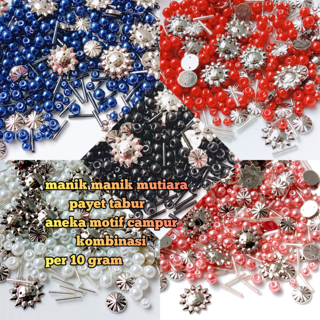 Jual Manik manik mutiara payet tabur aneka motif campur kombinasi per 10 gram | Shopee Indonesia