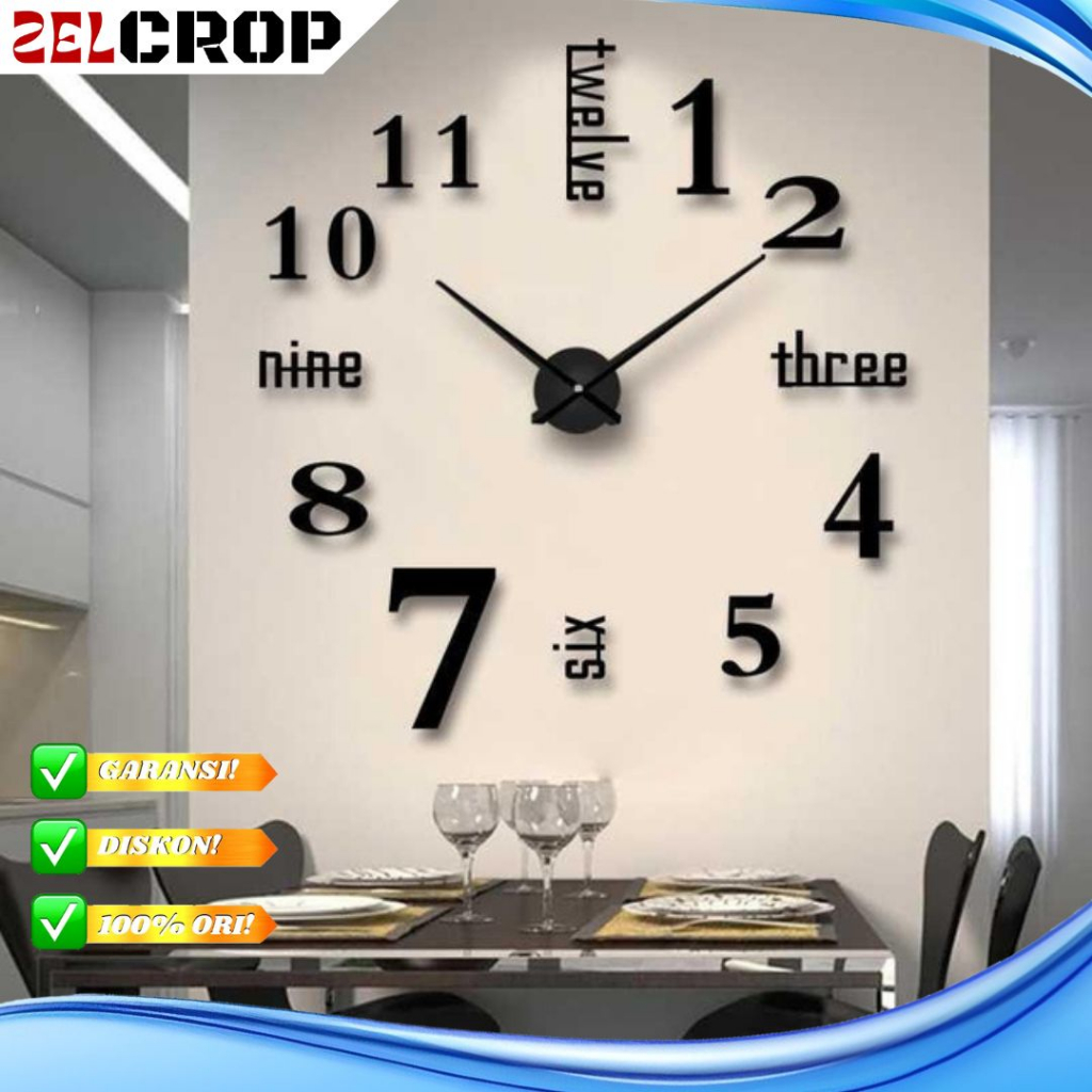 Jual Jam Dinding Tempel 3D Unik Besar Jumbo Diy Aesthetic Minimalis ...