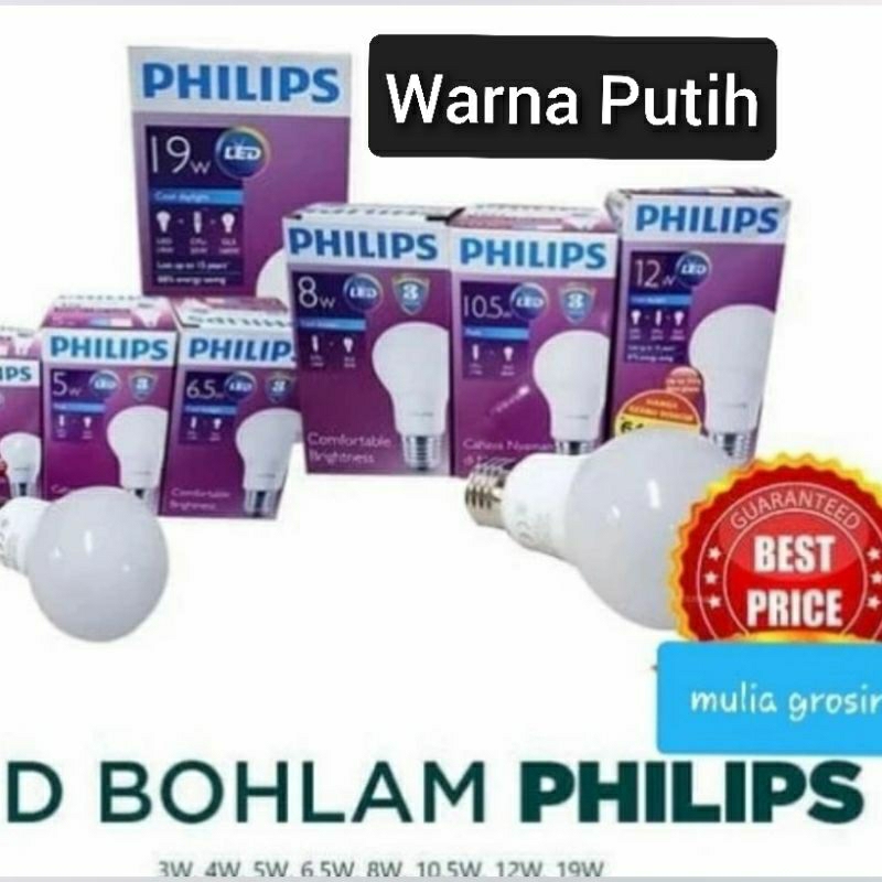 Jual Lampu Led Philips Putih My Care Led Bulb Putih 3w 4w 6w 8w 10w 12w 14.5w 19w | Shopee Indonesia