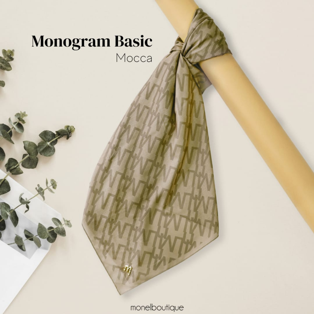 Jual Monel - Hijab / Kerudung Segi empat printing motif - Monogram ...