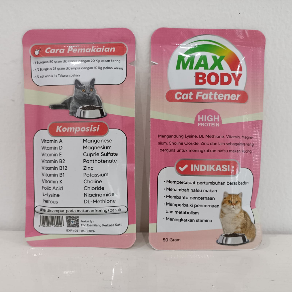 Jual MAX BODY Penggemuk kucing body fat Multivitamin kucing menambah ...