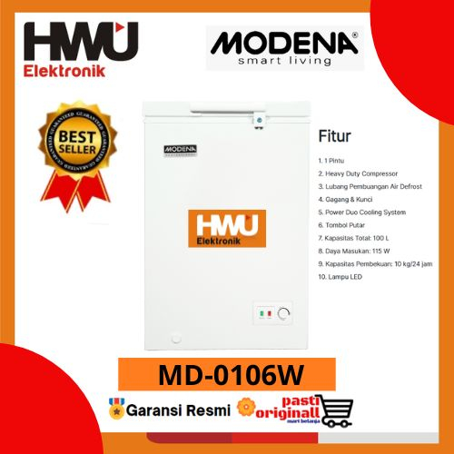 Jual MODENA MD0106W / MD 0106 W / CHEST FREEZER BOX 100 LITER MD-0106W ...