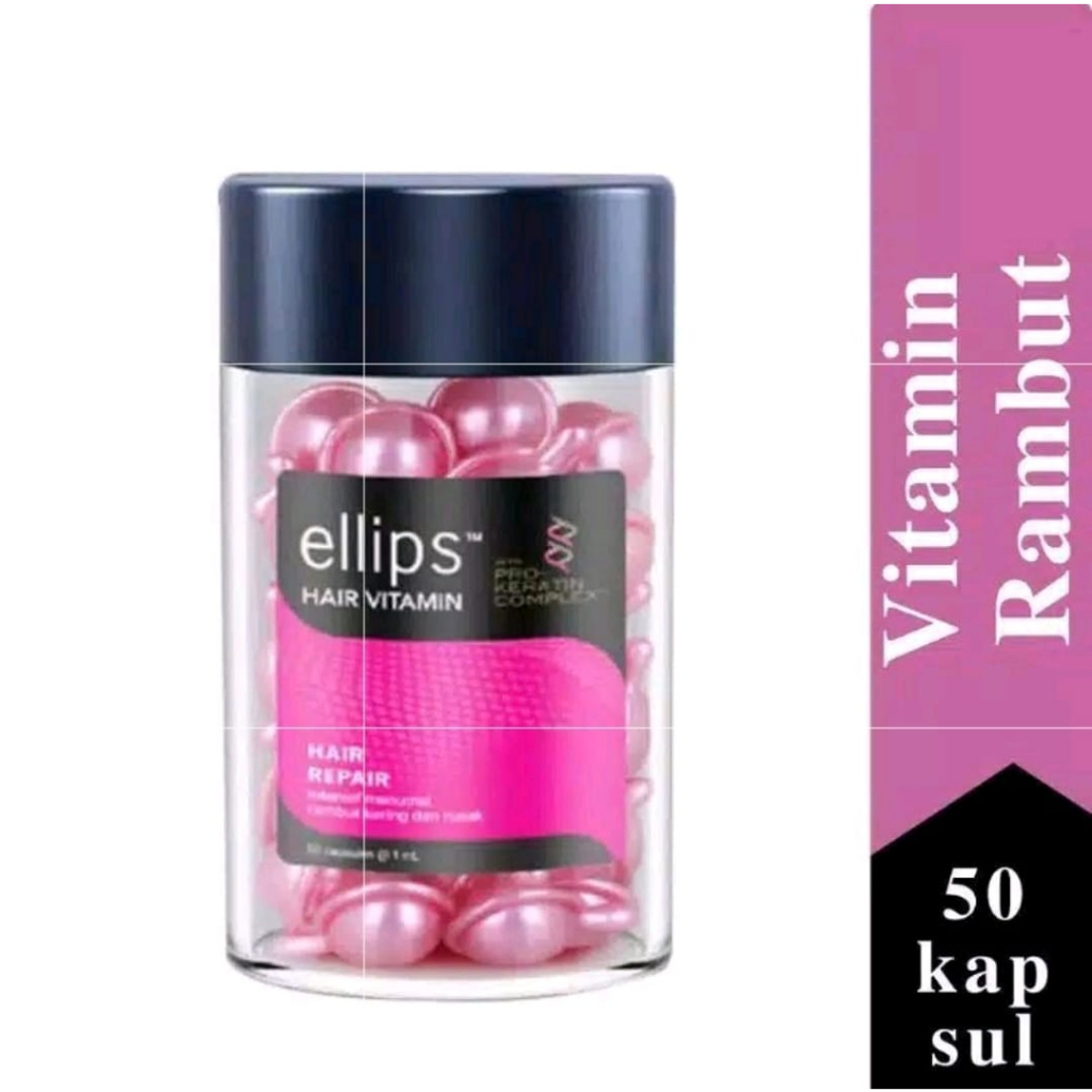 Jual Ellips Hair Vitamin (dengan Moroccan Oil) Kemasan Botol 50 kapsul ...