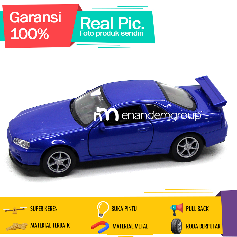 Jual Diecast Miniatur Mainan Mobil Nissan Skyline GT-R R34 Besi Metal ...